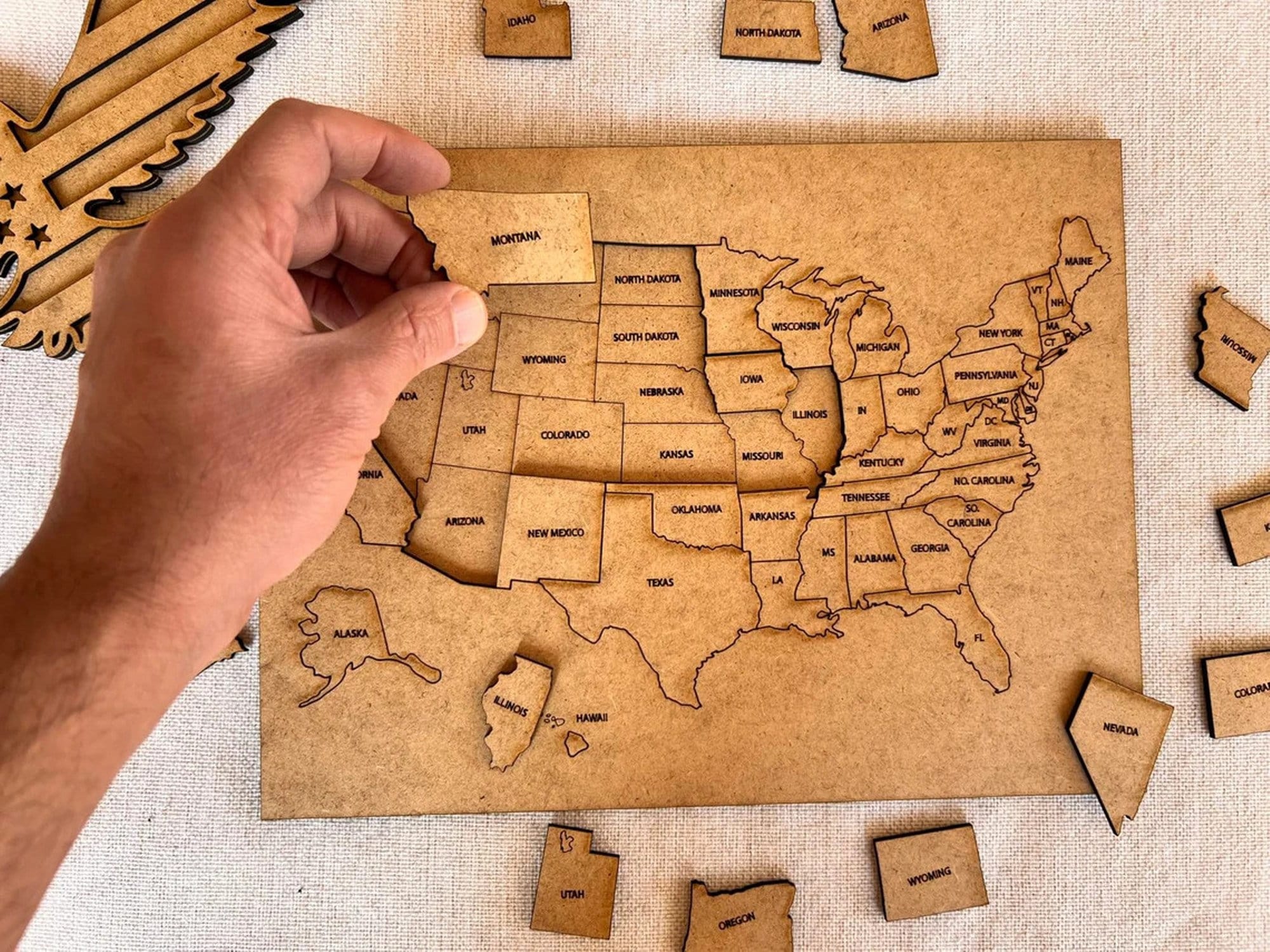 America Wooden Puzzle USA Map Jigsaw Puzzle Montessori Puzzle US Map ...