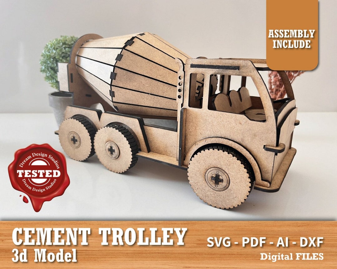 Cement Trolley Car Model Puzzle Laser Cut Display Vector Easy Cut, Plan ...