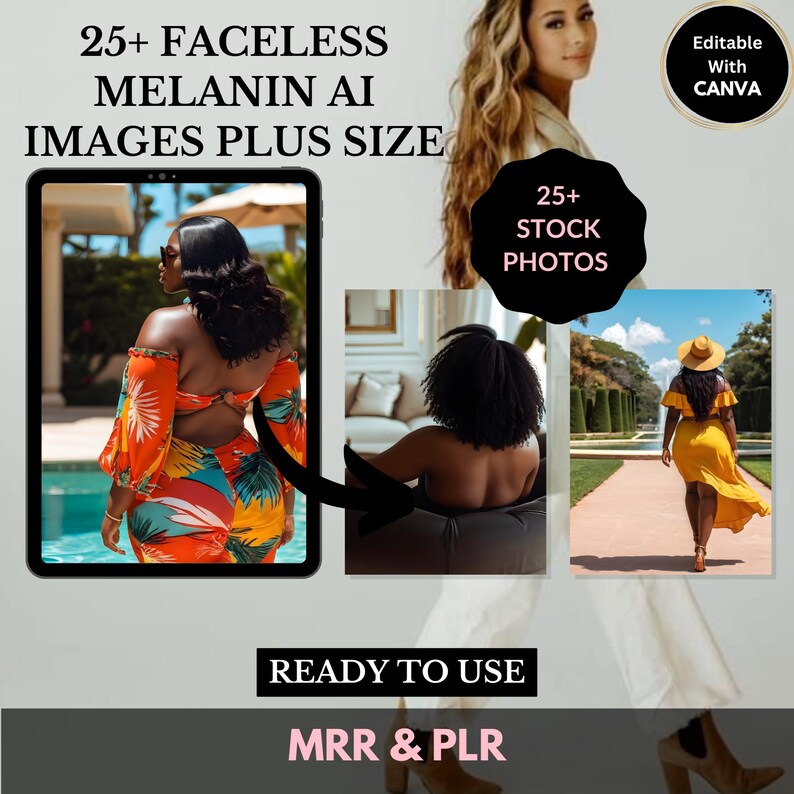 Melanin Women AI Images, Faceless Marketing, Instagram Stories, Reel ...