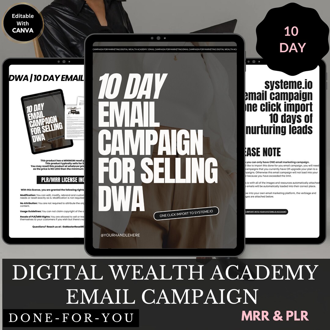 Digital Wealth Academy DWA 10 Day EMAIL Campaign Mrr Plr | Master ...