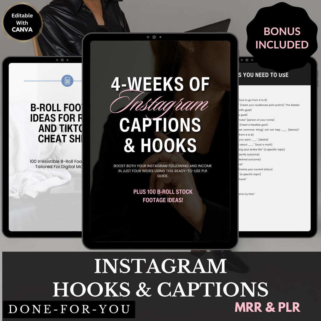 Hooks & Captions | 4 Weeks Content | Done for You | for Social Media ...