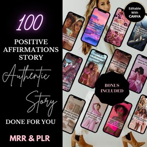 100 Positive Affirmations Instagram Story Templates | Faceless Digital ...