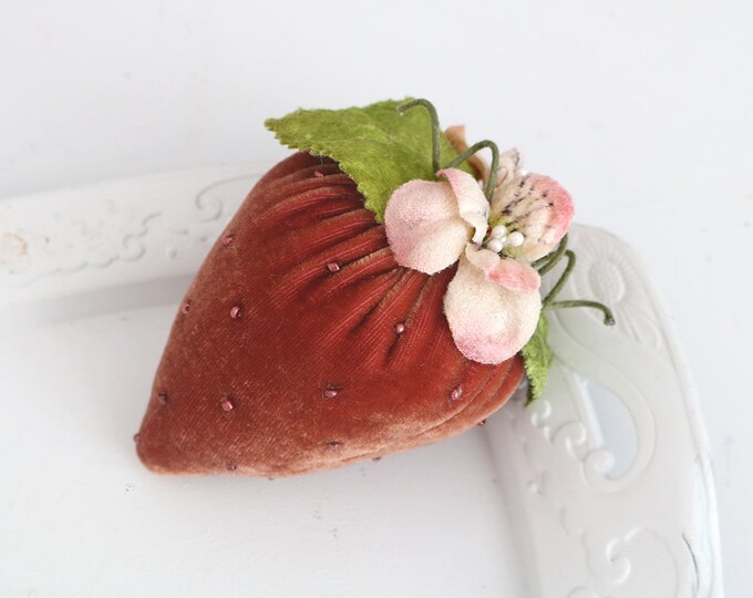 Beaded Strawberry Sachet in Rose Gold Silk Velvet With Pink Pansies - Etsy