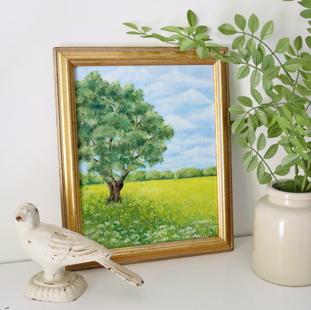 Original Oil Painting Framed Landscape 8x10 Golden Fields in France - Etsy