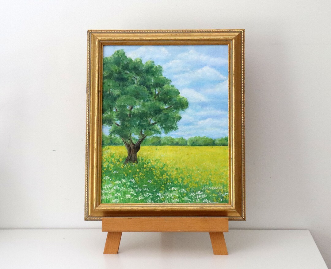 Original Oil Painting Framed Landscape 8x10 Golden Fields - Etsy