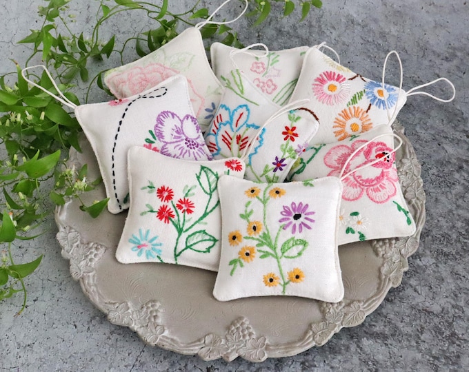 Set of 3 Embroidered Lavender Sachets - French Lavender Sachets ...