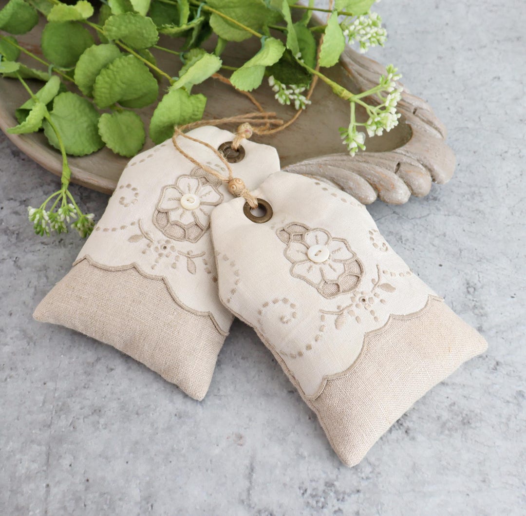 Lavender Sachet Gift Tag With Vintage Embroidery, Cottage Style - Etsy