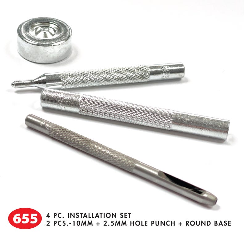 655 Die Punch Rivet/popper/snap Fastener Installation Tool Set--4 Pcs ...