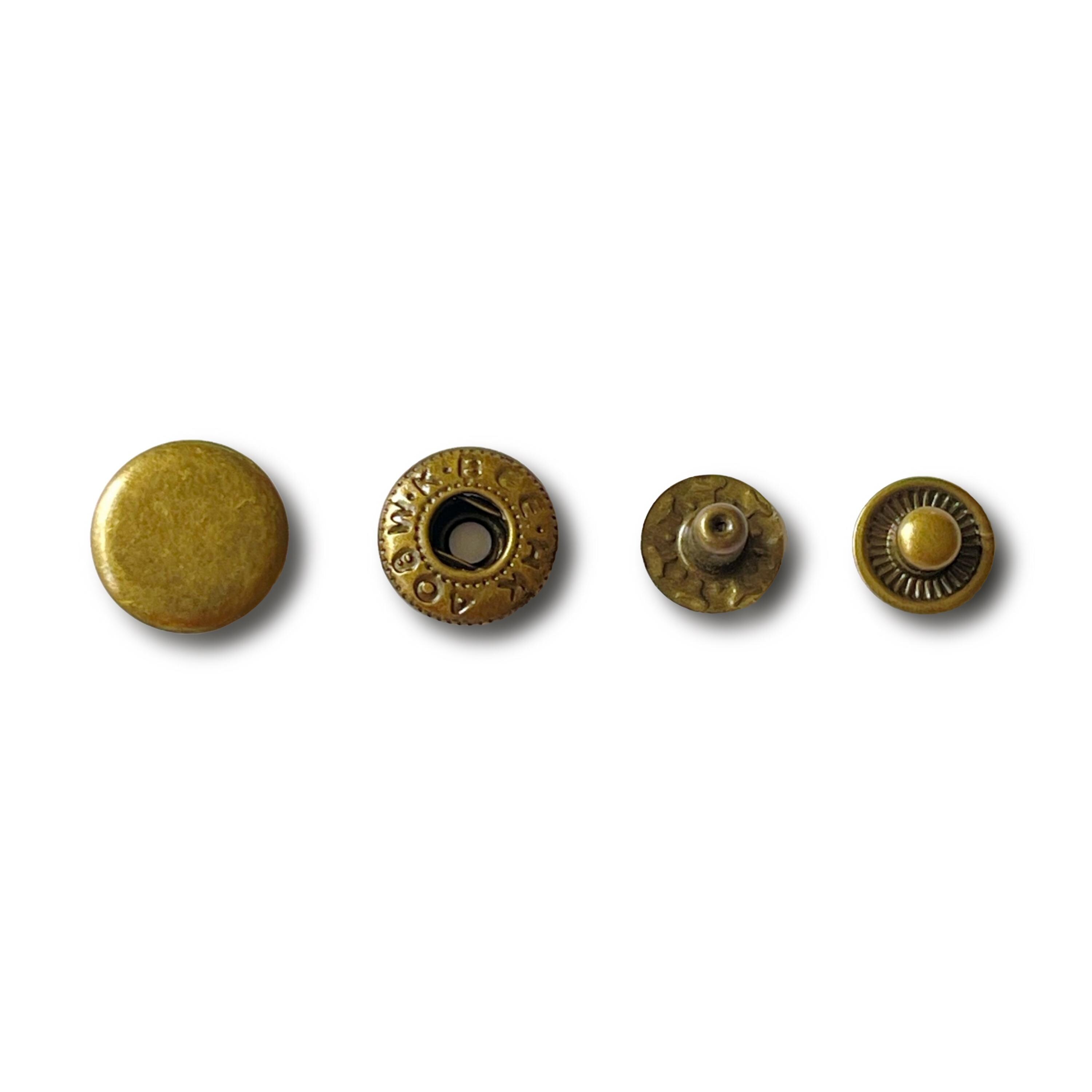 Brass Tone Leather Craft Snaps/fastener Buttons/closure 3 Sizes 10/12.5 ...