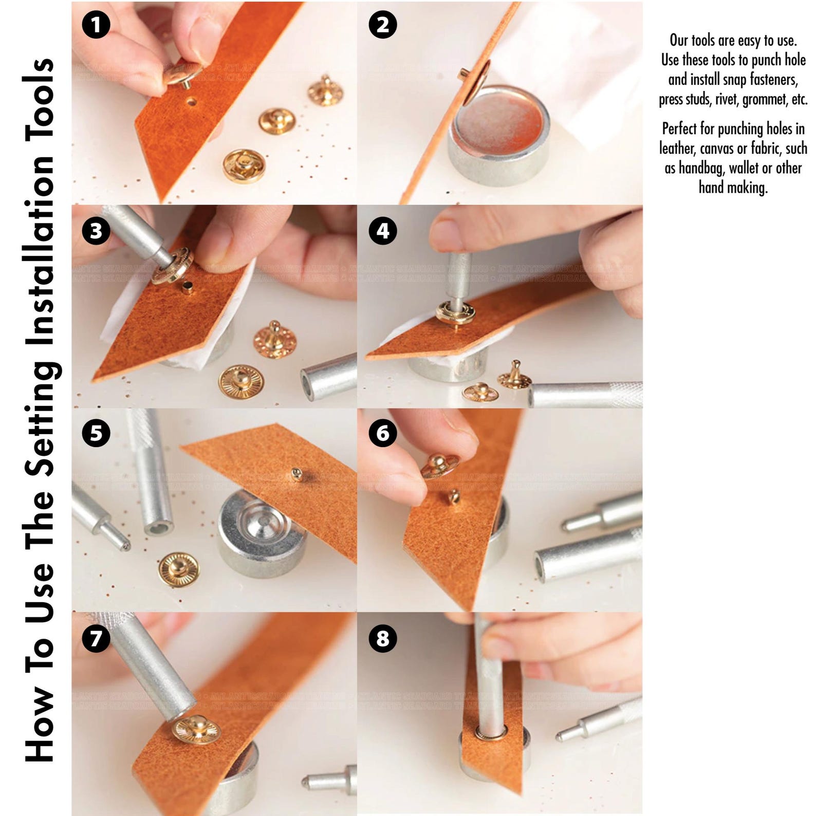 655 Die Punch Rivet/popper/snap Fastener Installation Tool Set--4 Pcs ...