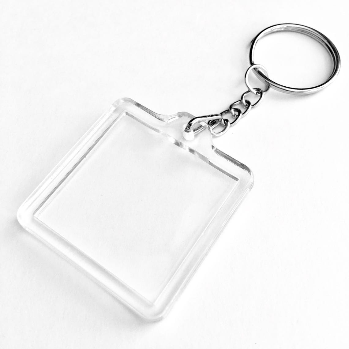Square Blank Clear Acrylic Photo Insert Keychain W 1" Extension Chain ...