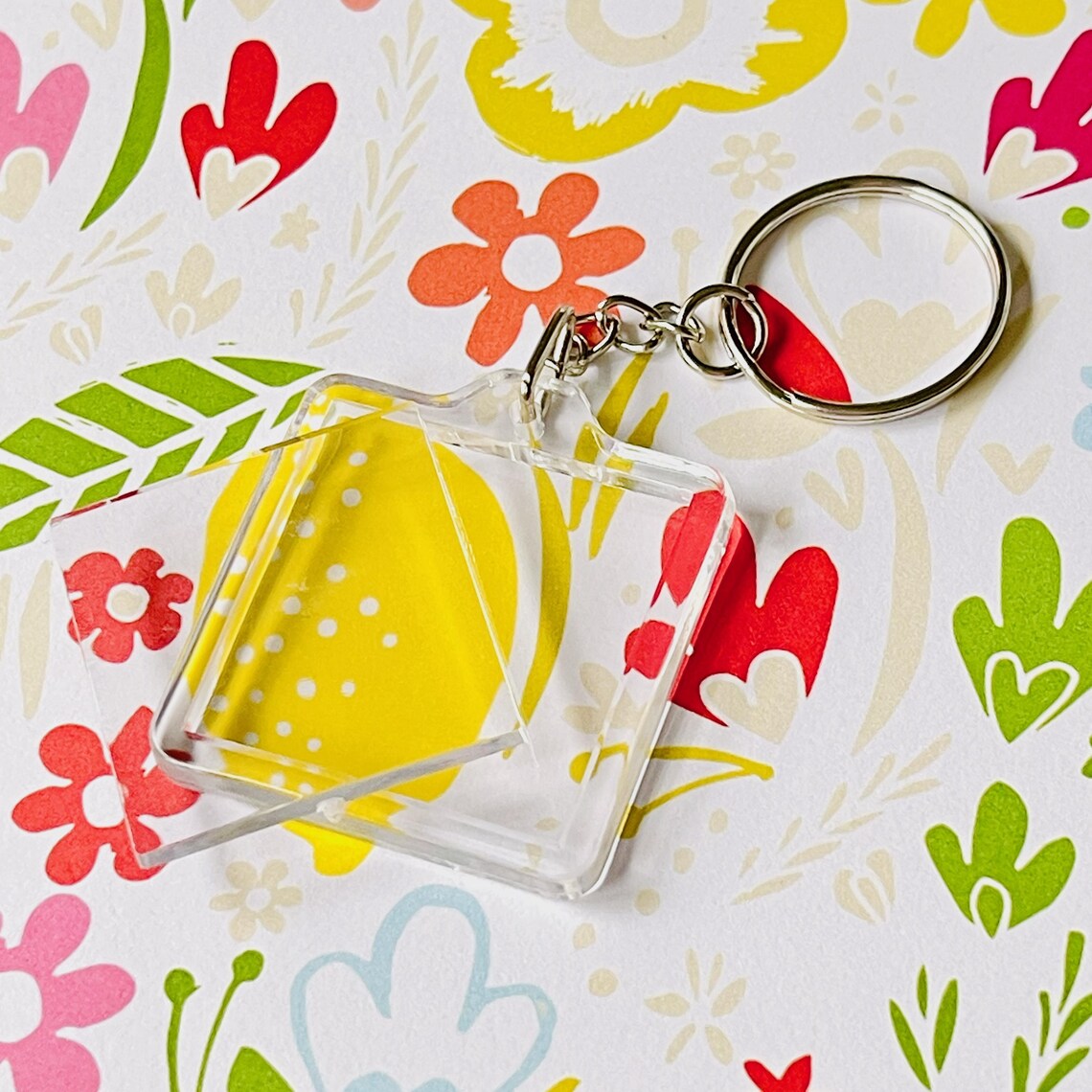 Square Blank Clear Acrylic Photo Insert Keychain W 1" Extension Chain ...
