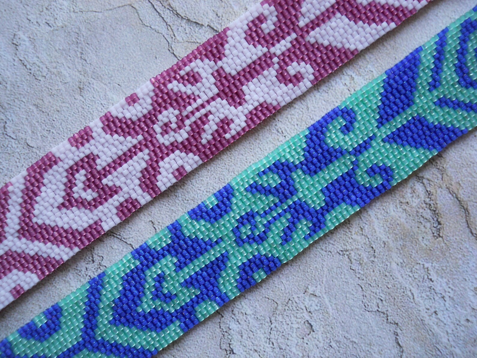 PATTERN: 2-drop Even Count Peyote Stitch Bracelet, "ikat", 2 Colors - Etsy