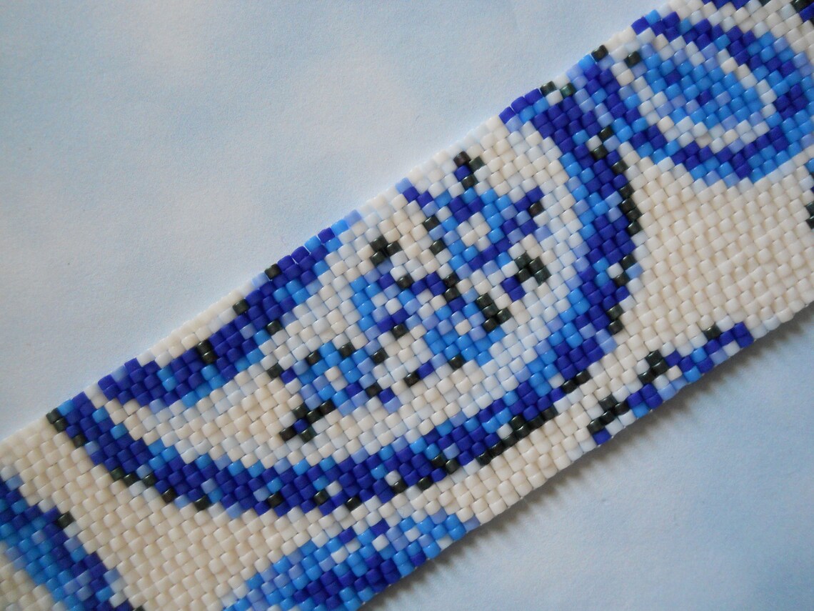 Pattern: 2-drop Even Count Peyote Stitch Blue & White - Etsy