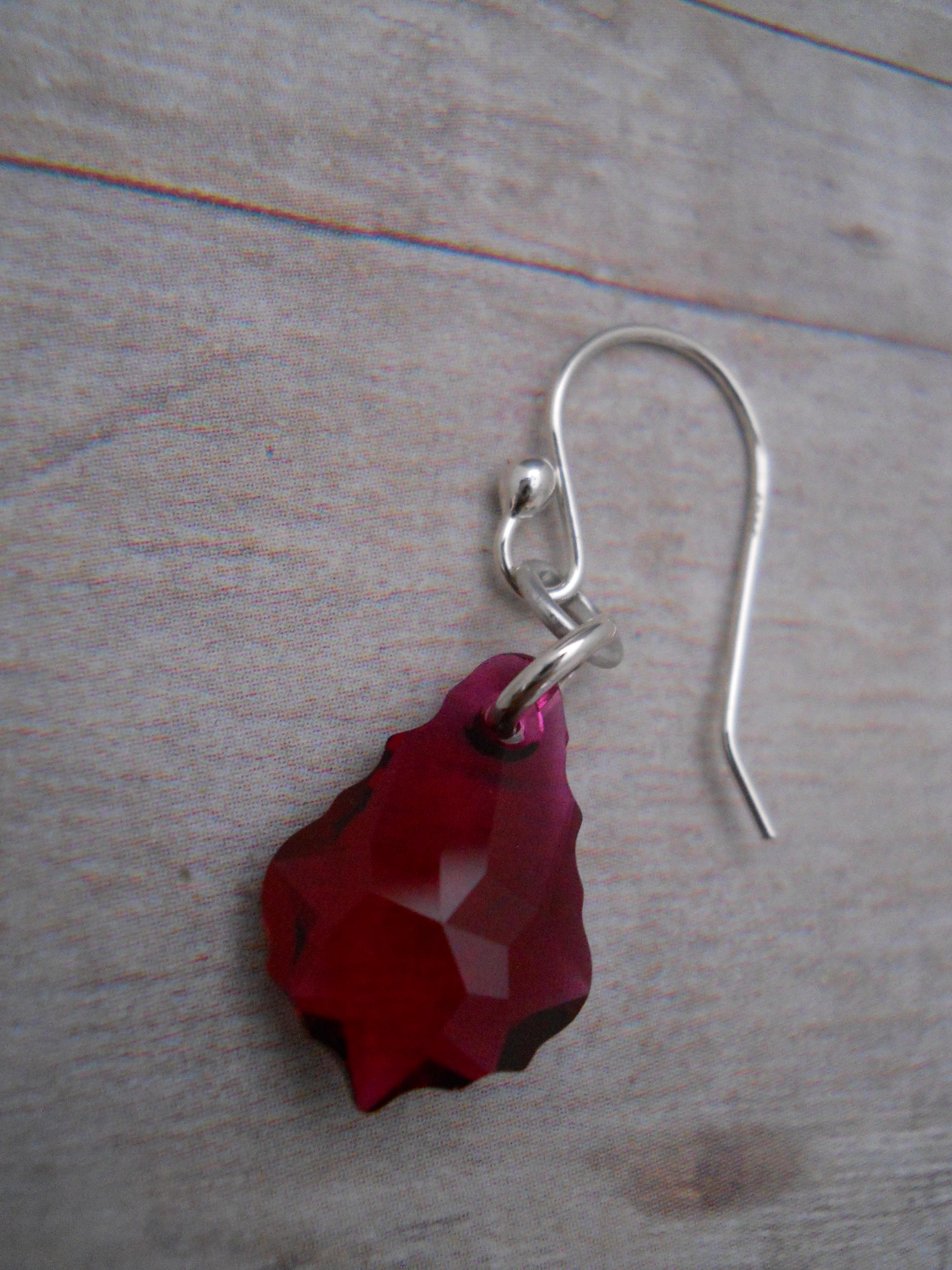 Earrings: Red Swarovski Baroque Crystals, Sterling Silver Earhooks - Etsy