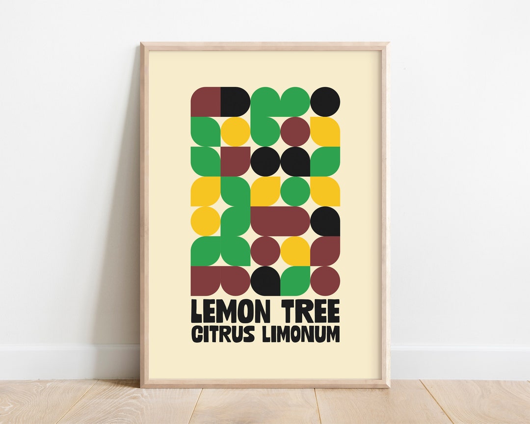 Lemon Tree Poster Neo Geo Art Minimalist Wall Art Home Décor Colourful ...