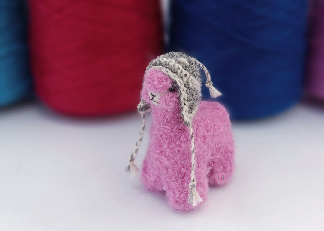 9 Cm Needle Felted Alpaca Sculptures With Gray Chullo Felted Animals by ...