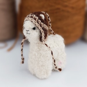 9 Cm Needle Felted Alpaca Sculptures With Gray Chullo Felted Animals by ...