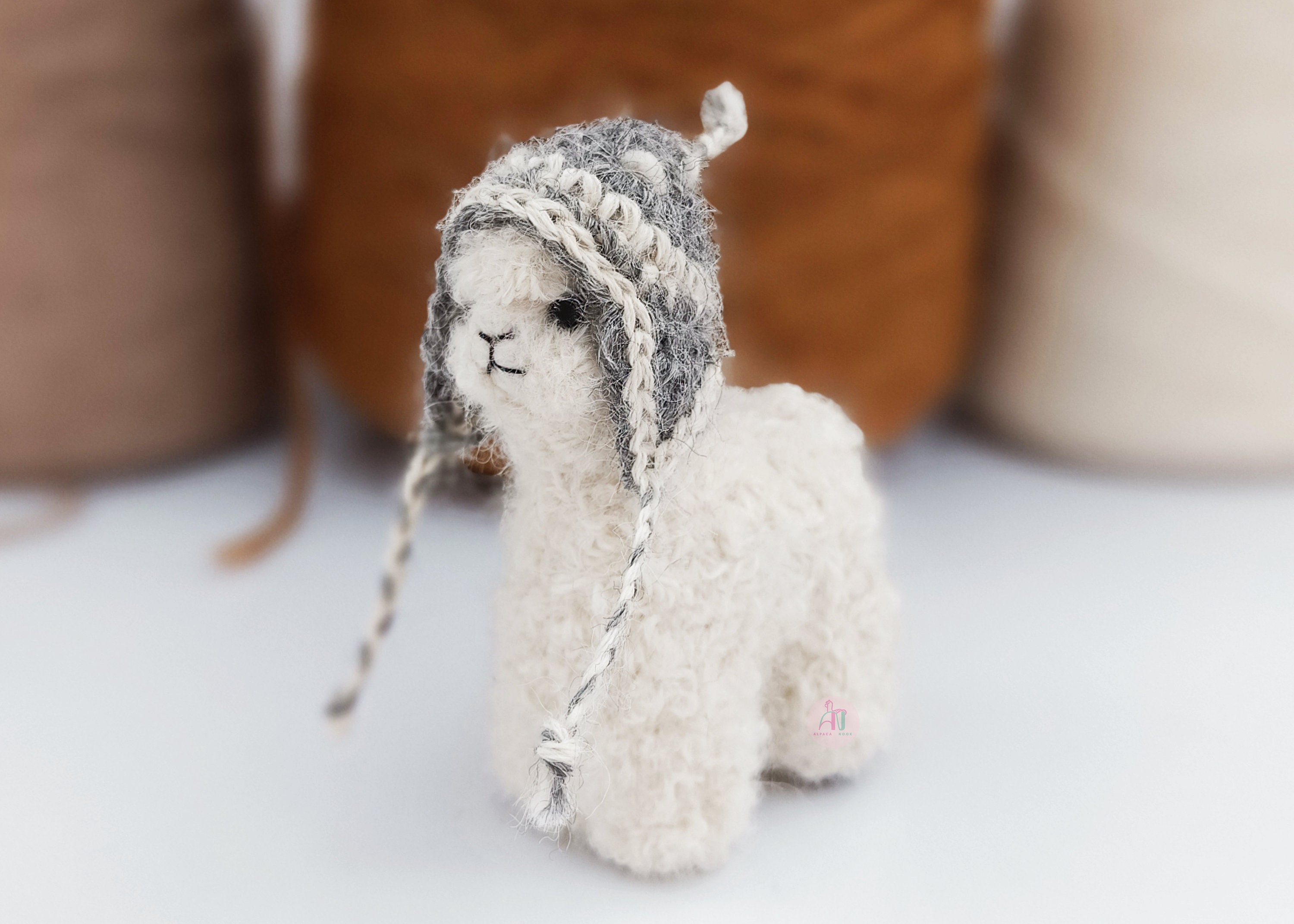 9 Cm Needle Felted Alpaca Sculptures With Gray Chullo Felted Animals by ...