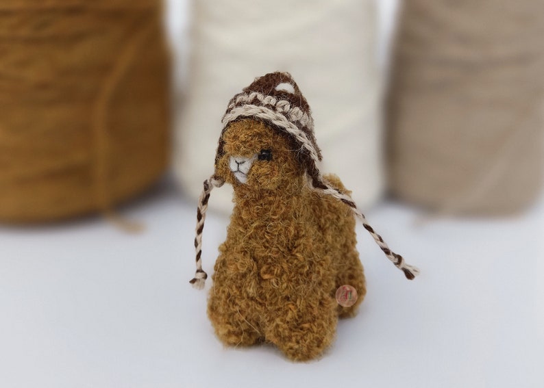 3.5 IN Needle Felted Alpaca Sculptures With Chullo Felted Animals by ...
