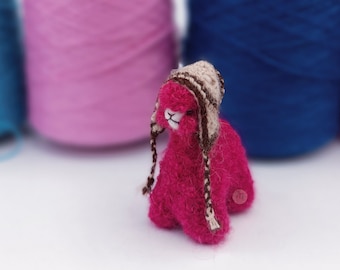 9 Cm Needle Felted Alpaca Sculptures With Gray Chullo Felted Animals by ...