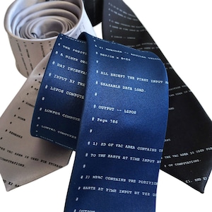 Apollo 11 Source Code Silk Tie. NASA Astronaut Necktie. Programmer Gift ...