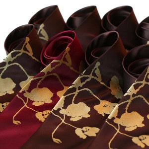 Poppy Flower Printed Necktie. Floral Print Men's Silk Tie. Metallic ...