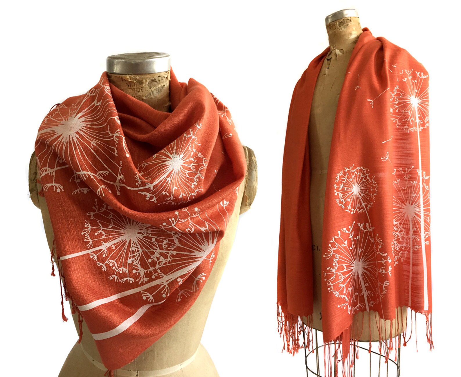 Dandelion Wish Scarf. Dandelion Seed Printed Scarf. Floral Print ...