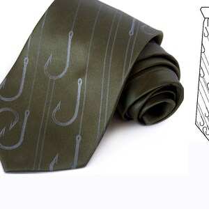 Fish Hook Necktie, Fly Fishing Gift, Fish Tie. Fisherman's Silk Tie ...