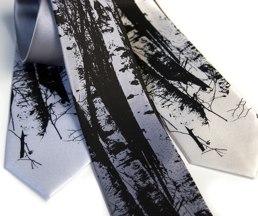 Birch Trees Tie, Tree Print Necktie. Mountain Wedding, Outdoor Wedding ...