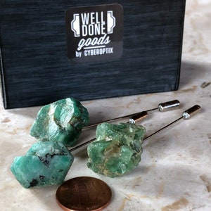 Raw Emerald Lapel Pin, Rough Emerald Crystal Brooch. Green Beryl ...