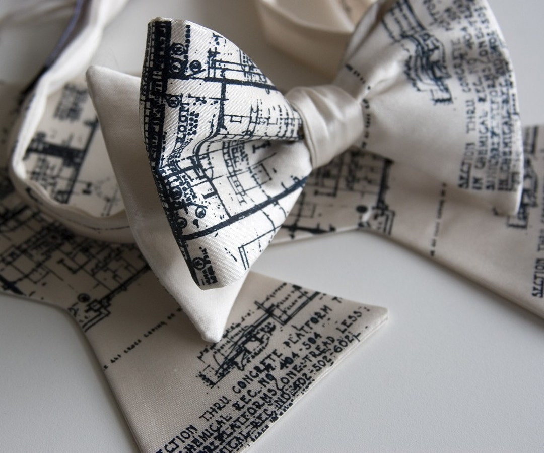 Architect Bow Tie. Blueprint Bowtie. Men's Bow Tie, Navy Silkscreen ...