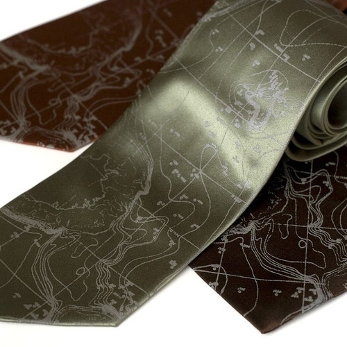 Sea Floor Map Necktie. Contour Map Topographic Print Mens - Etsy
