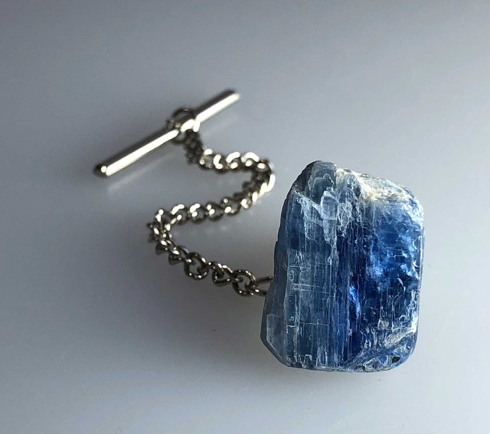 Blue Kyanite Tie Tack rough gemstone tie pin. Something blue | Etsy