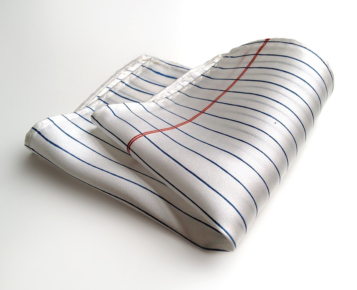 Lined Paper Silk Pocket Square. Legal Pad Yellow Notebook | Etsy