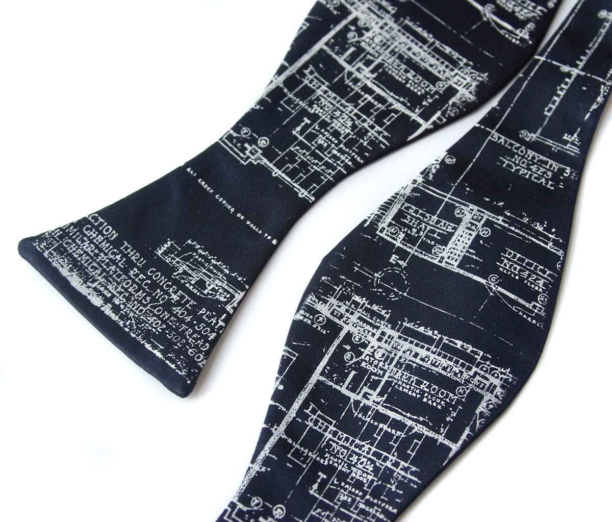 Navy Blue Architecture Blueprint Bow Tie. Mens Adjustable Self-tie Bow ...
