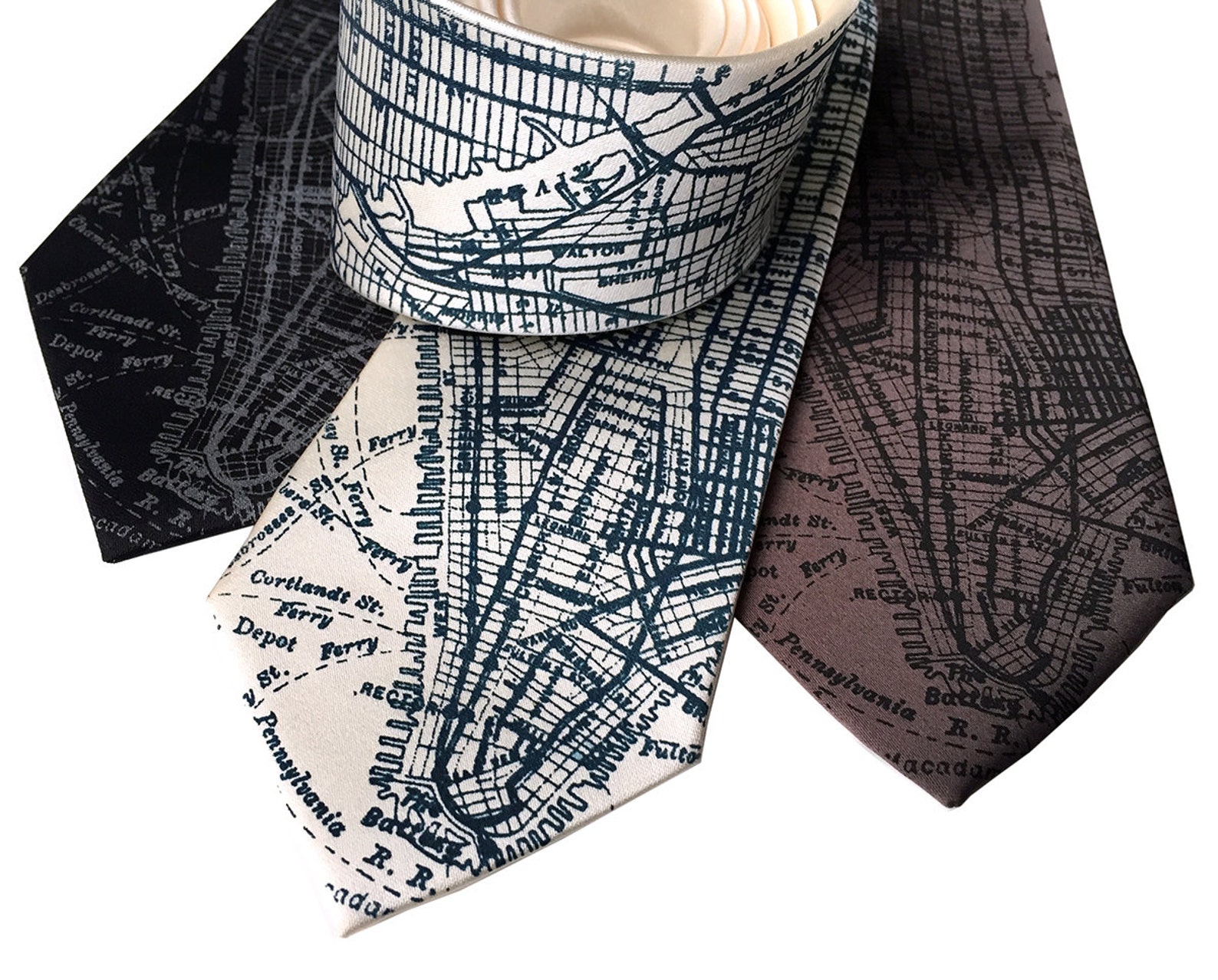 New York Tie. New York City Map Necktie. Lower Manhattan, NYC Streets ...