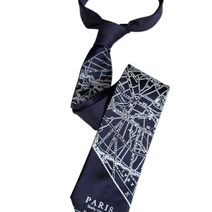 Paris Map Necktie. French Map Men's Tie. Map of Paris France, Tie for ...