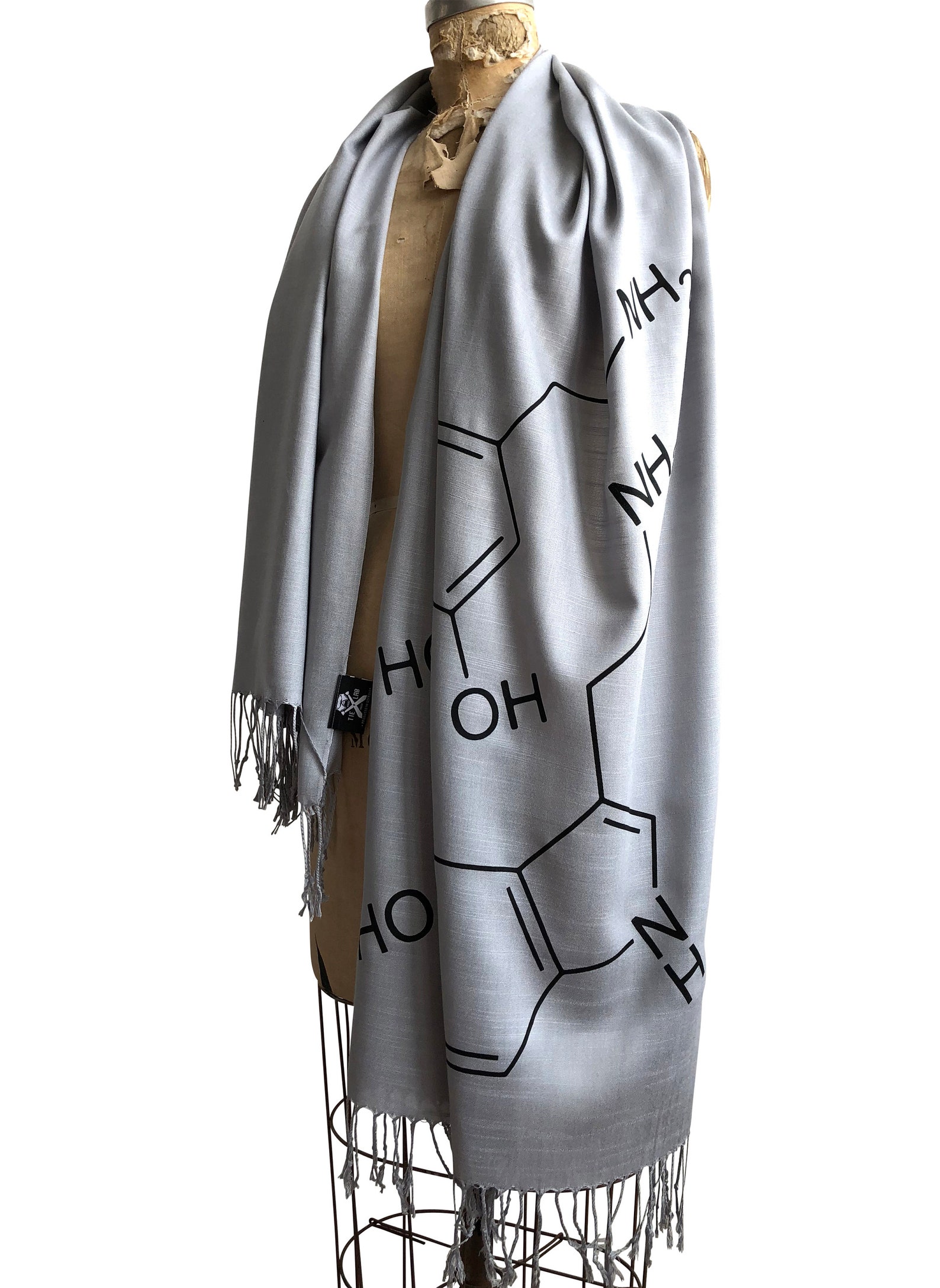 Serotonin & Dopamine Molecule Scarf. Chemistry Model, Neuroscience Gift ...