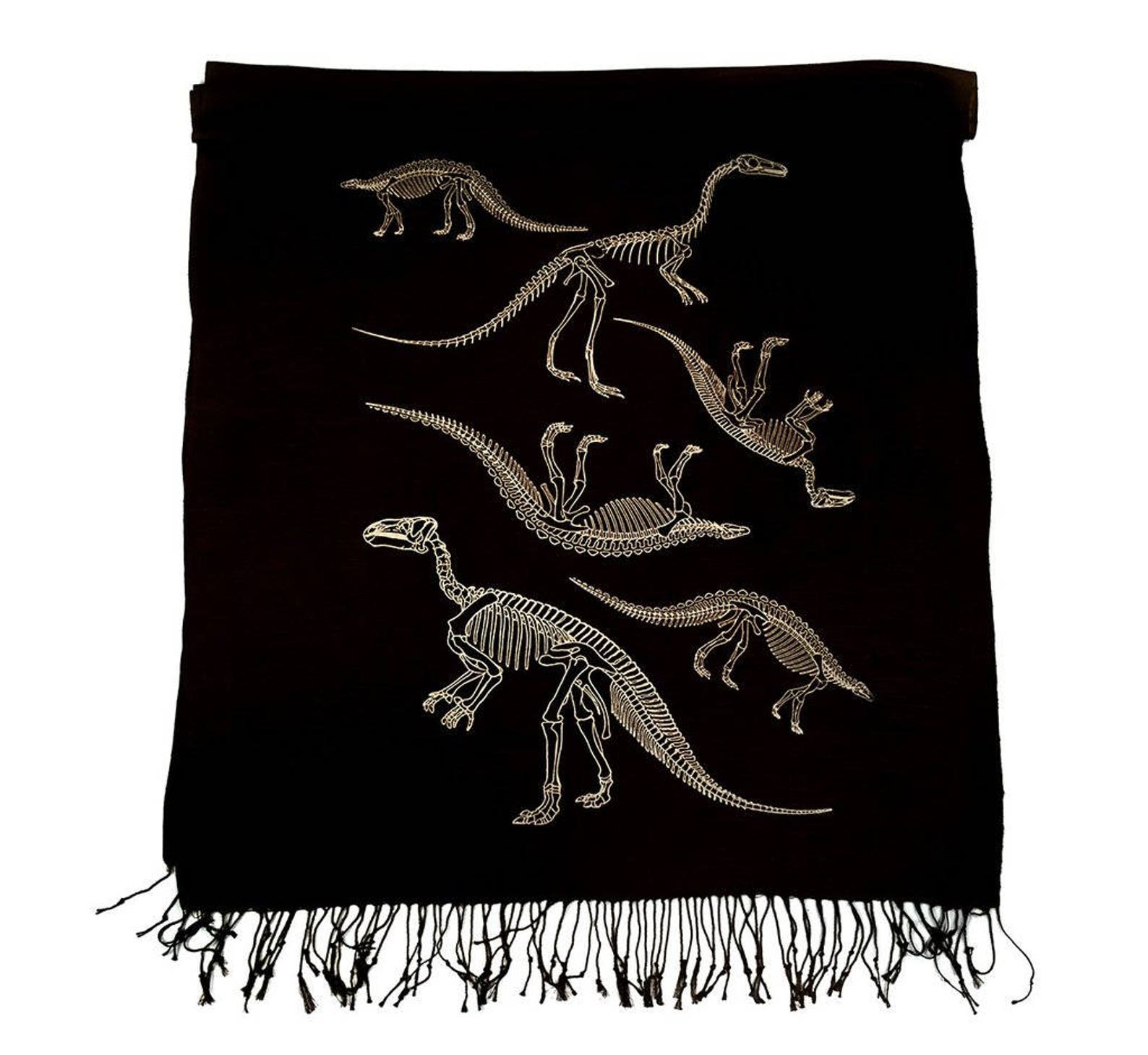 Dinosaur Bones Scarf. Paleontology, Bamboo Pashmina Scarf. Science ...
