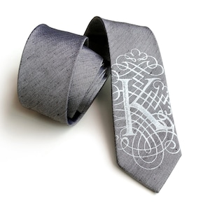 Personalized Mens Tie. Initial Necktie, Custom Monogram Tie. Linen Silk ...