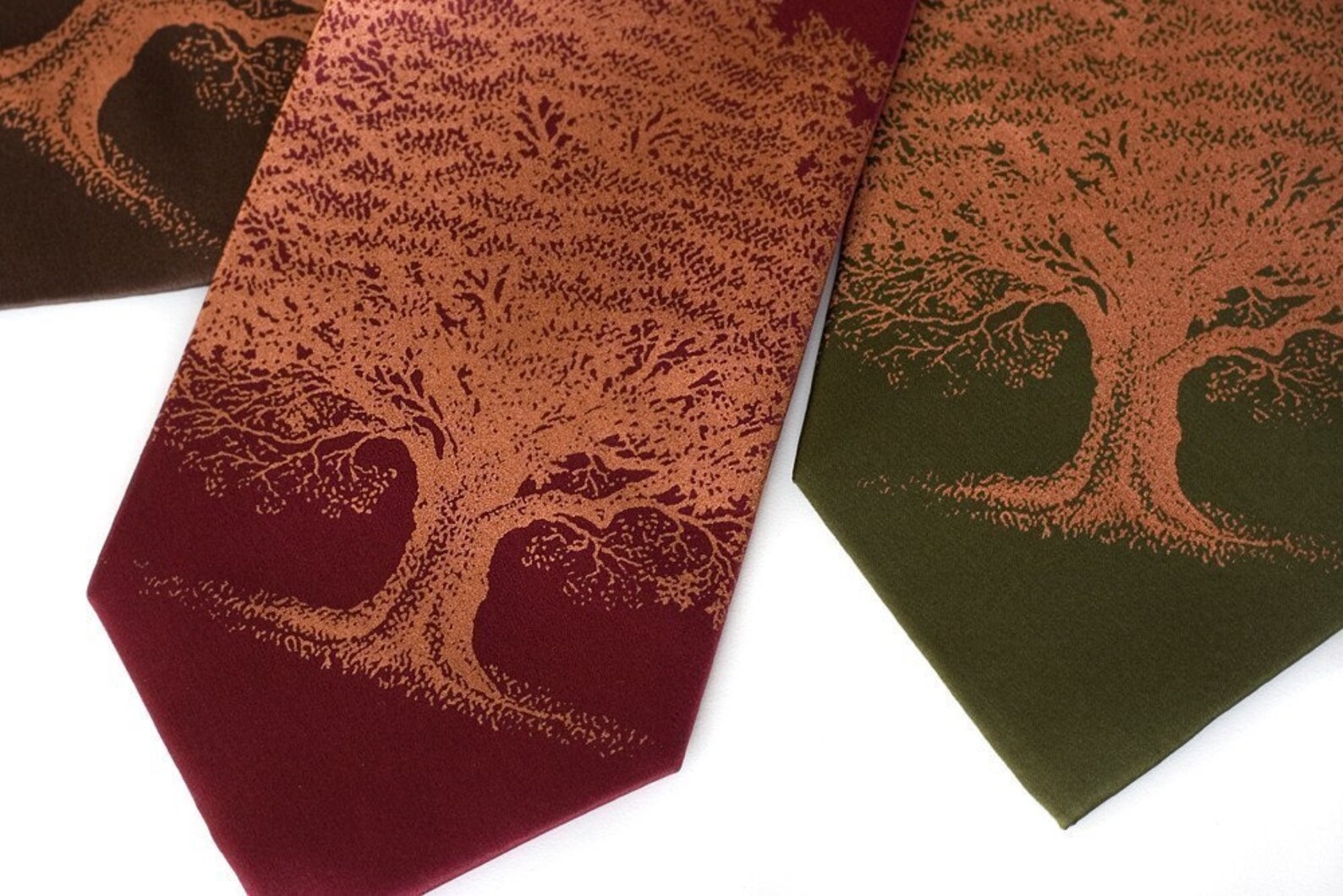 Oak Tree Necktie, Men's Silk Tie. Tree Print Silkscreened Tie. Garden ...
