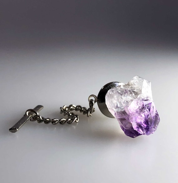 Amethyst Tie Tack Raw Amethyst Crystal Tie Pin. Rough Stone - Etsy New ...