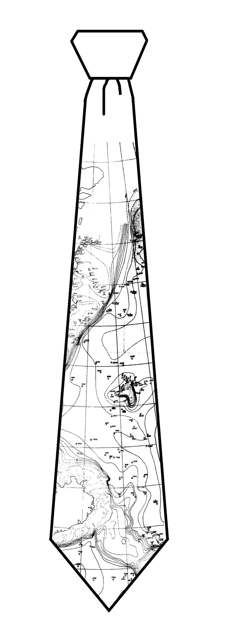 Map Print Tie. Topographic Map, Contour Map, Mens Silk Tie. Nautical ...