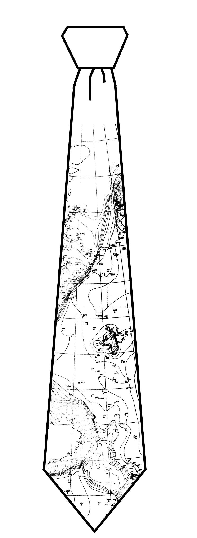 Map Print Tie. Topographic Map, Contour Map, Mens Silk Tie. Nautical ...