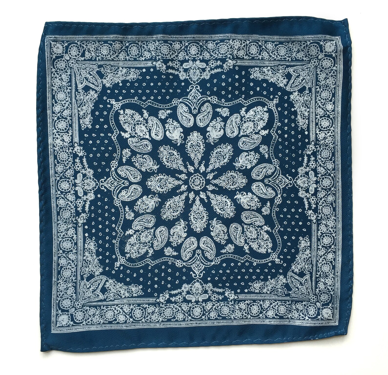 Bandana Print Pocket Square. Silkscreened Paisley Bandanna Handkerchief ...