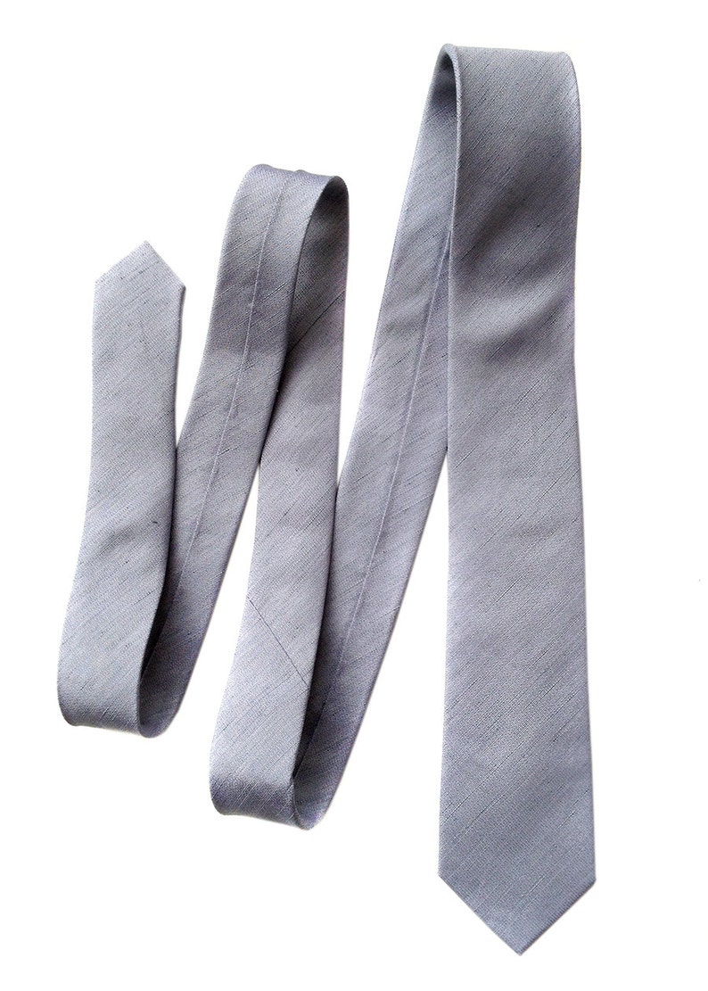 Light Gray Linen Necktie. Silver Silk & Linen Blend Woven - Etsy