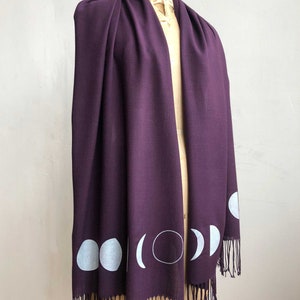 Moon Phase Scarf. Phases of the Moon, Bamboo Pashmina. Full Moon, Lunar ...