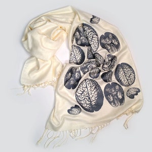 Brain Scarf. Anatomical Brains, Bamboo Pashmina. Brainstorm Print Scarf ...
