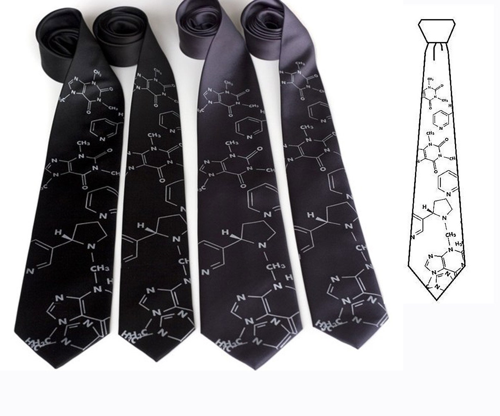 Addictive Molecules Silk Necktie. coffee and | Etsy